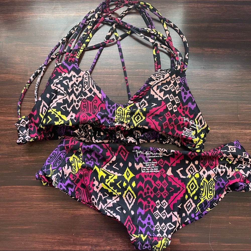 Tori Praver Black Smocked Bikini Set Gem